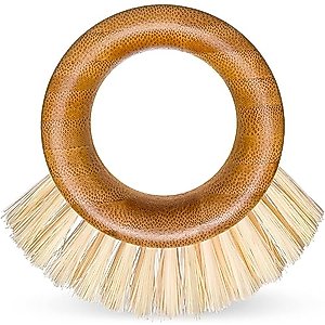 Full Circle The Ring Bamboo Vegetable and Fruit Cleaning Brush - A Versatile Scrubber for Food, Including Potatoes, Mushrooms, and Veggies with Recycled Bristles and Handle