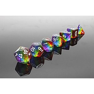 HD Polyhedral DND Dice Set RPG Rainbow Dice for Dungeons and Dragons(D&D) Role Playing Game,MTG,Pathfinder,Table Game,Math Games Dice Set with Dice Pouch