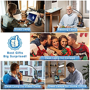 Sailstar Desk Lamp, Desk Lamps for Home Office with Wireless Charger & Pen Holder, 800 Lumens Gooseneck 3 Modes Dimmable Touch Circular LED Desk Light, Small Desk Lamp for College Dorm Room, Black