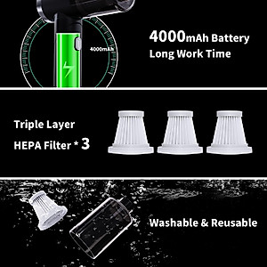 LIINCCRA Car Vacuum Cleaner, High Power 9800Pa/150W Handheld Cleaner, Cordless Rechargeable Car Vacuum Portable for Car, Mini Vacuum Cleaner for Home and Office