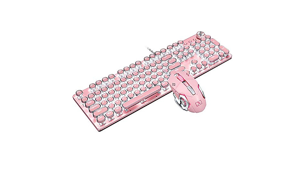 Basaltech Mechanical Gaming Keyboard and Mouse Combo, Retro Steampunk ...