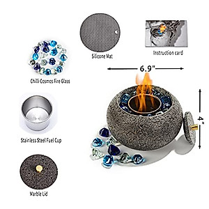 Chilli Cosmos Tabletop Fire Pit Bowl - Lava Stone Personal Mini Fire Pit Fireplace Indoor and Outdoor Use and Smores Maker (Sphere, Black)