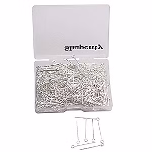 Shapenty 500PCS Mini Metal Wire Eyepins Beading Small Open Eye Head Pins Needles Bulk for DIY Craft Bead Earring Pendant Necklace Bracelet Jewelry Charm Finding Making (Silver, 24mm/1Inch)
