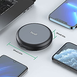 BUDI 15W Wireless Charger Multifunction Box 2.9ft Cable Card USB Type-C Charging and USB C to USB A Light Aluminum Conversion Connector for Travel Charging PC Data Transfer (Upgraded Version)