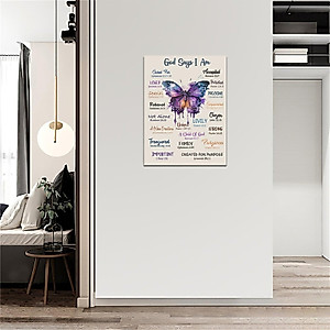 Christian Wall Art Butterfly Pictures Wall Decor Christian Scriptures Inspirational Painting Bible Verse Canvas Prints Modern Artwork Home Decoration for Office Bedroom Living Room 12"x16"