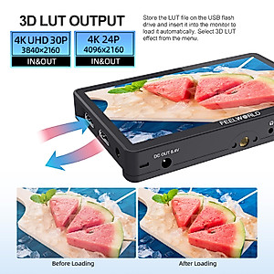 FEELWORLD F5 Pro V4 6- Inch DSLR Camera Field Monitor Bundle + Battery+Carry Case+ Micro HDMI Cords - Touch Screen Video Monitor with 3D LUT 1080P 4K HDMI with External F970 Power Plate