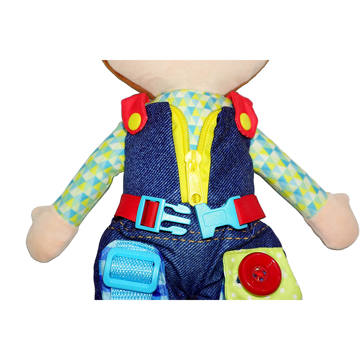 June Garden 15.5" Dressy Friends Lucas - Educational Stuffed Plush Doll for Kids and Toddlers 2 Years and Up - Montessori Buckle Soft Toy