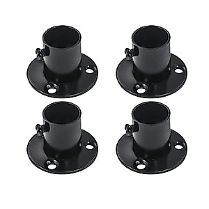 Antrader 0.75 Inch Diameter Stainless Steel Matte Black Adjustable Closet Rod Flange Holder Shower Socket Bracket Support Pack of 4