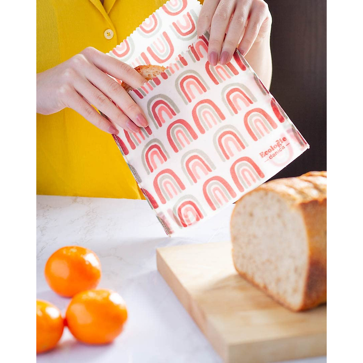 Ecologie Reusable Beeswax Sandwich Bag Prisma Reusable Food Storage Bags, 6.5 x L6.5, Set of 2