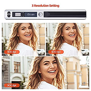 MUNBYN Portable Scanner, Photo Scanner for A4 Documents Pictures Pages Texts in 900 Dpi, Flat Scanning, Include 16G SD Card, No Driver