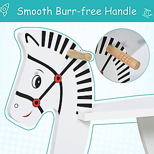 Qaba Wooden Rocking Horse Toddler Baby Ride-on Toys for Kids 1-3 Years with Classic Design & Wood Safety Bar, White
