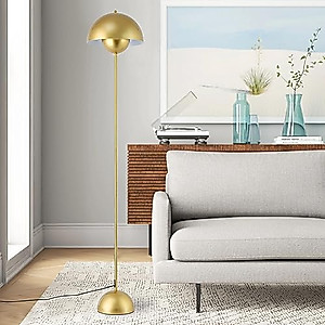 COSYLUX Modern Floor Lamp for Living Room, Industrial Tall Standing Lamp for Bedroom, Metal Shade Reflecting Light Reading Floor Lamp for Office, Nursery Room, Corner(Gold)