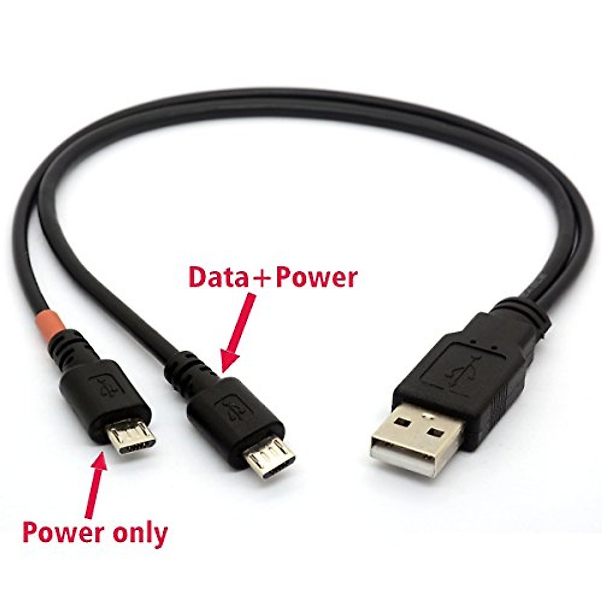 Micro USB Cable Y Splitter USB 2.0 A to Dual Micro B Power Enhancer Hub Adapter 1 Male to 2 Male Android Extension Code Syncing and Charging Two Devices Simultaneously