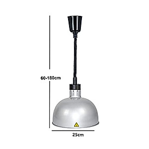 FXJ Food Heat Lamp Food Warmer, Food Heat Lamp Buffet Retractable Heat Lamp for Restaurant Hanging Heating Lamp for Food Warming Restaurant Warmer Food Service (Silver)