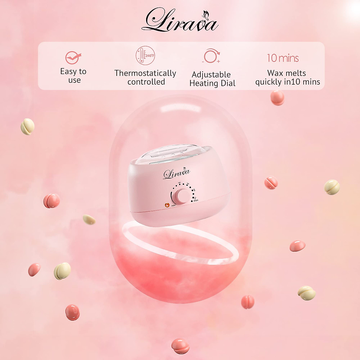 Lirava Waxing Kit Wax Warmer Hair Removal Home Wax Kit with All-Around Formula Target Different Type of Hair, Eyebrow Facial Armpit Bikini Brazilian Waxing At Home