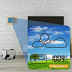 Peahog Weather Station Wireless Indoor Outdoor Thermometer, Color Display Digital Weather Station with Atomic Clock Calendar Temperature Alarm Forecast Station with Barometer and Adjustable Backlight