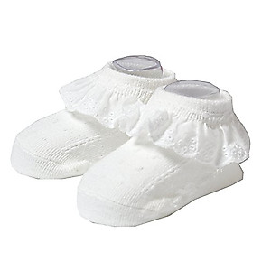 EPEIUS 5 Pack Baby-Girls Eyelet Frilly Lace Socks Newborn Princess Ankle Socks for 0-3 Months,Bow Pattern,White/Ivory/Pink/Purple/Green,Shoe Size 0-1