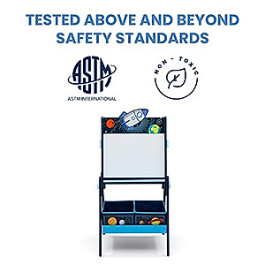 Delta Children Space Adventures Wooden Activity Easel with Storage - Ideal for Arts & Crafts, Drawing, Homeschooling and More - Greenguard Gold Certified, Blue