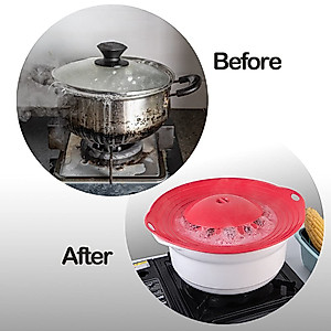 Pot Cover Spill Stopper Lid - Thicken Silicone Boil Over Spill Safeguard,FDA Food Grade Stopper Lid Cover for Pots And Pans, BPA-free Instant Pot Cover, Fits Openings 6" to 10" in Diameter (Red)