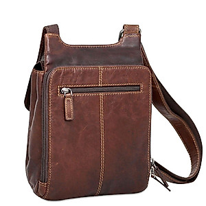 Jack Georges Women's Voyager Floral Slim Crossbody in Buffalo Leather #FL831 (Brown)