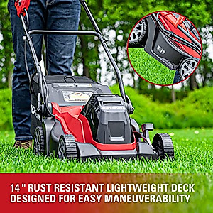 POWERWORKS XB 40V 14" Cordless Push Mower, 4Ah Battery and Charger Included LMF334