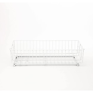 Knape & Vogt Simply Put 14-in W x 5.25-in H Metal 2-Tier Pull Out Cabinet Basket, 14 Inch, White Powder Coated Finish