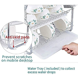 Plate Rack Draining Dish Rack 3 Tier Dish Drainer Rack Holder Dish Drying Rack Plate Dish Cup Cutlery Drainer Rack Plates Holder Pan Plate Holder