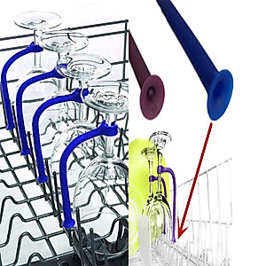 YouU Silicone Stemware Saver Flexible Stemware Holder Dishwasher Wine Glass Protector Tether Silicone Dishwasher Attachment (Blue/8 pcs)