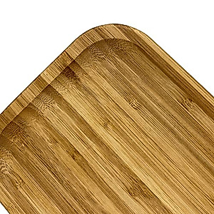 Bamboo Rectangle Serving & Vanity Tray,Decorative Serving Trays Platter for Breakfast in Bed, Lunch, Dinner, Appetizers, Patio, Ottoman, Coffee Table, BBQ, Party