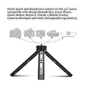 EaxanPic Aluminum Mini Tripod,Desktop Tabletop Stand Tripod for Zhiyun Smooth Q/4, Crane Plus/2, Osmo Mobile, Ronin-S, Vimble 2,Gimbal Handle Grip Stabilizer Tripod