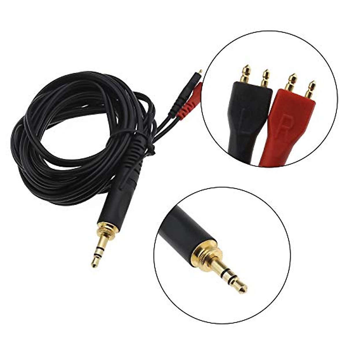 Micro Traders Audio Cable Wire with 3.5/6.3mm Jack, Compatible with Sennheiser HD25 HD560 HD540-2.5m Cable(Left and Right Equal Length)