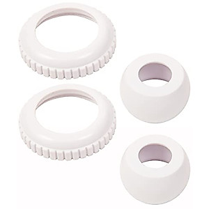 SunSolar Swimming Pool Return Jet - Replacement — Directional Eyeball Ring with 3/4-Inch Opening — Connects with 1.5-Inch Female Thread Ring — Pool Accessories for Cleaning — White (2-Pack)