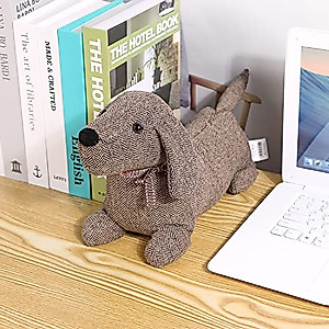 SANFERGE Cute Decorative Door Stopper for Home and Office Floor Door Stops, Fabric Animal Weighted Heavy Wall Protectors, Brown Dog
