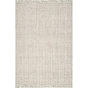 nuLOOM Daniela Farmhouse Chunky Jute Area Rug, 7' 6" x 10' 6", Off-white