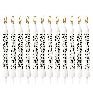 12pcs Cow Candles, Cow Print Cake Topper Birthday Party Candles Cake Decorations Baby Shower Birthday Farm Animal Theme for Girls Boys Party Favor Supplies