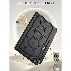 Poetic TurtleSkin Case for Samsung Galaxy Tab S10 Ultra (2024 Release) / S9 Ultra (2023 Release) 14.6 inch Case with S Pen Holder, Heavy Duty Shockproof Kids Friendly Protective Silicone Cover, Black