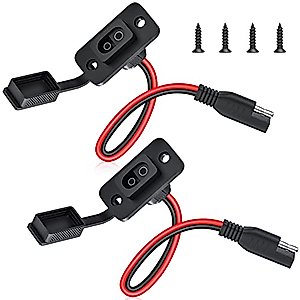 ELECTOP Rectangular SAE Connector Power Socket Sidewall Port, Weatherproof SAE Quick Connector Solar Panel Flush Mount SAE Plug Adapter, 12AWG SAE Cable for Solar Generator Battery Charger (2 Pack)