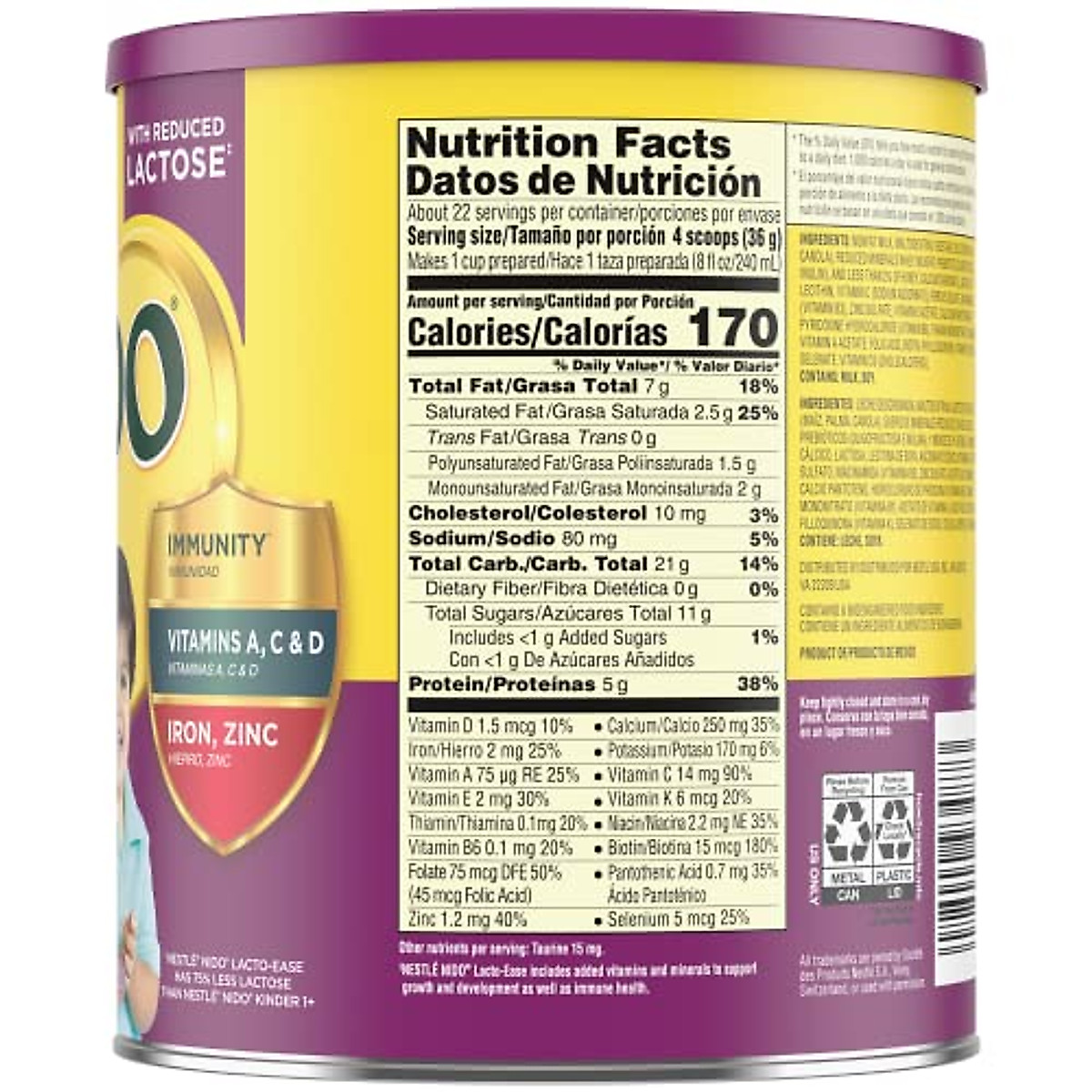 Nestle NIDO Lacto-Ease Toddler Powdered Milk Beverage - 28.2 Oz Canister - Toddler Drink Mix