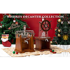 Jillmo Whiskey Decanter, 1250ml Whiskey Decanter Set with 2 Globe Glasses