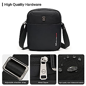 OIWAS Crossbody Bags for Men Messenger Shoulder Bag, Nylon Travel Purse Sling Women satchel for work Business (black)