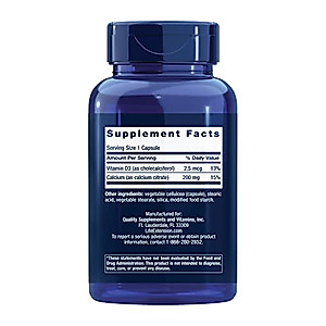 Life Extension Calcium Citrate with Vitamin D - Super Absorbable Bone Health D3 Calcium Supplement for Men & Women - for Bones Density & Muscle Function - Gluten-Free, Non-GMO – 200 Capsules