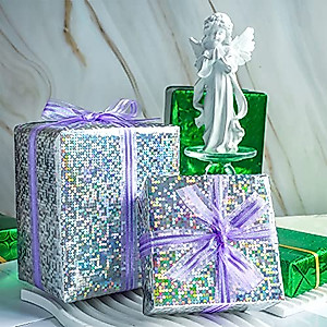 LeZakaa Holographic Wrapping Paper Roll - Mini Roll - Green/Dark Green/Silver Colors for St. Patrick Day, Christmas, Birthday, Holiday - 17 x 120 inches - 3 Rolls (42.5 sq.ft.ttl.)