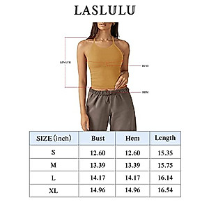 LASLULU Womens Sports Bra Halter Neck Crop Tops Seamless Casual Camisole Longline Running Athletic Bra Cropped Tops(White Large)