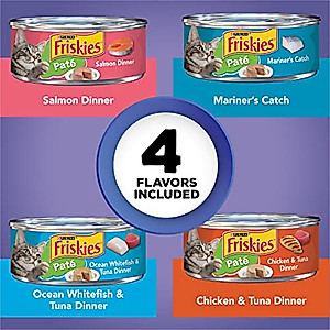 Purina Friskies Wet Cat Food Pate Variety Pack Seafood and Chicken Pate Favorites - (40) 5.5 oz. Cans