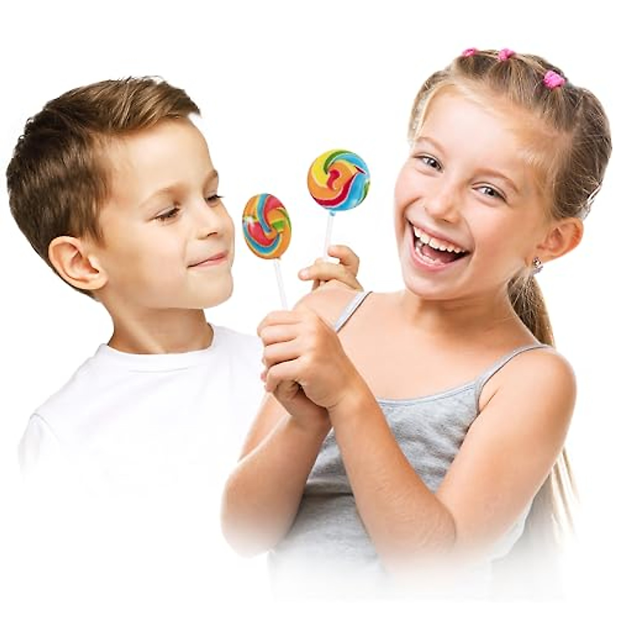 Mixed Fruit Flavor Large Rainbow Lollipops Candy Suckers | Fat/Gluten Free Fruit Allergy Friendly, No Artificial Flavors | Individually Wrapped Lollipop Sticks for Birthdays, Gender Reveal Shower, Party Favors, Bulk Pack