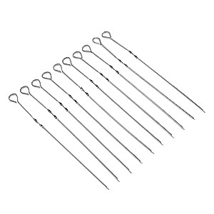 RvSky Garden kit Barbecue Skewer Flat Long Reusable Stainless Steel Kebab Sticks for Meat Vegetable Grilling 10pcs