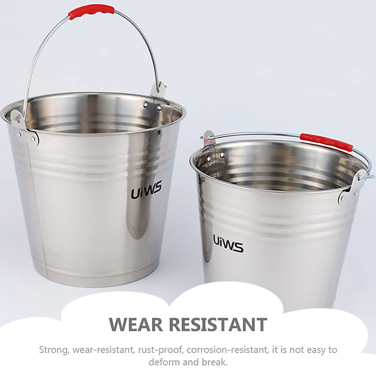 Zerodeko Stainless Steel Bucket Galvanized Bucket with Lid Industrial Bucket Circle Vase Galvanized Buckets Portable Water Kettle Dog Kennel Bucket Baby Metal Plastic Wastebasket