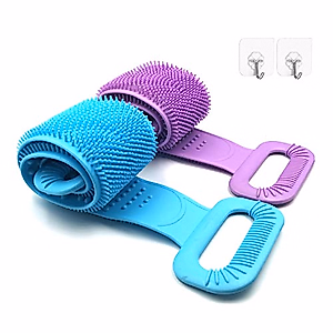 2 Pcs Silicone Back Scrubber for Shower, Silicone Body Scrubber, Shower Back Scrubber for Men Women, Silicone Bath Body Brush Deep Clean & Invigorate Your Skin (30in)
