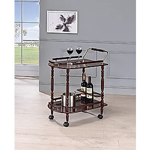 Coaster Home Furnishings Palmer 2-Tier Serving Cart Merlot and Brass