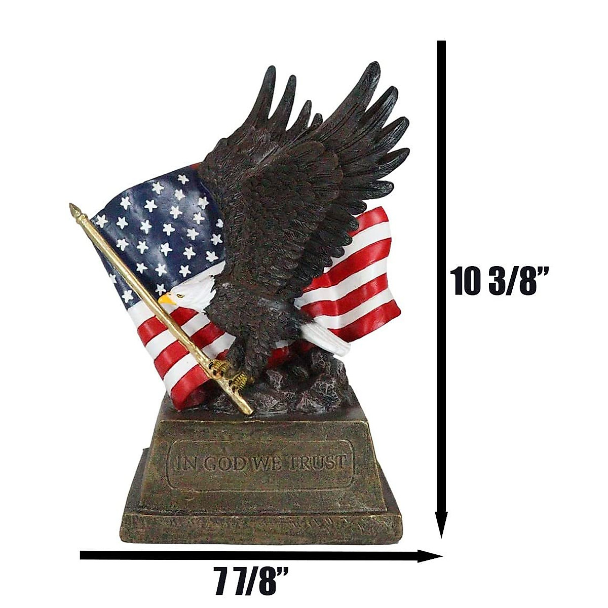 Ebros Patriotic Pride and Honor Bald Eagle Clutching American Flag Statue 10.75" Tall Wildlife Decor Figurine